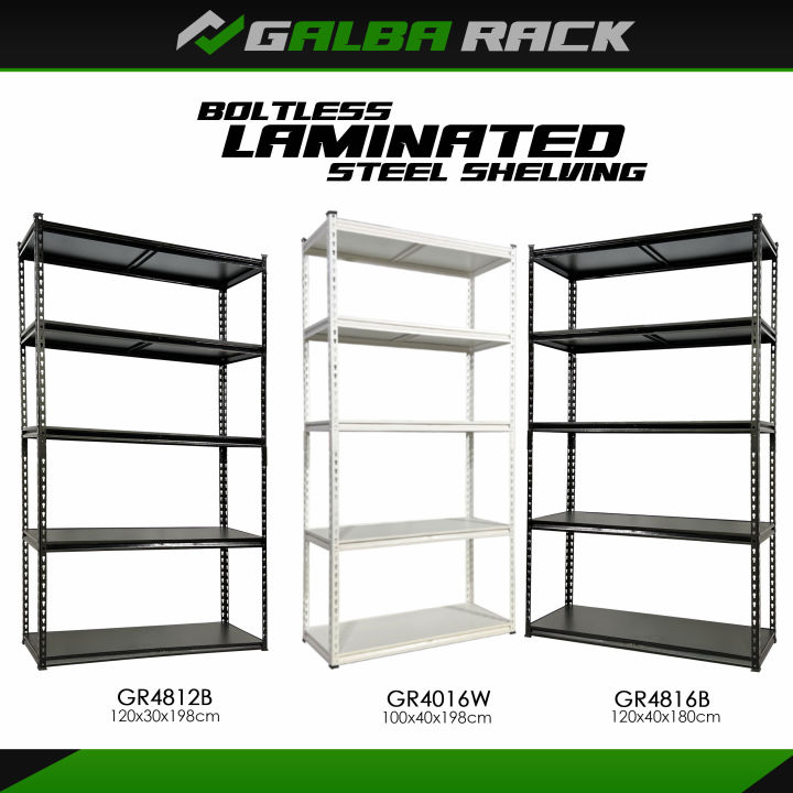 GALBA RACK Boltless Laminated Steel Shelving Adjustable Storage LARGE 6 ...