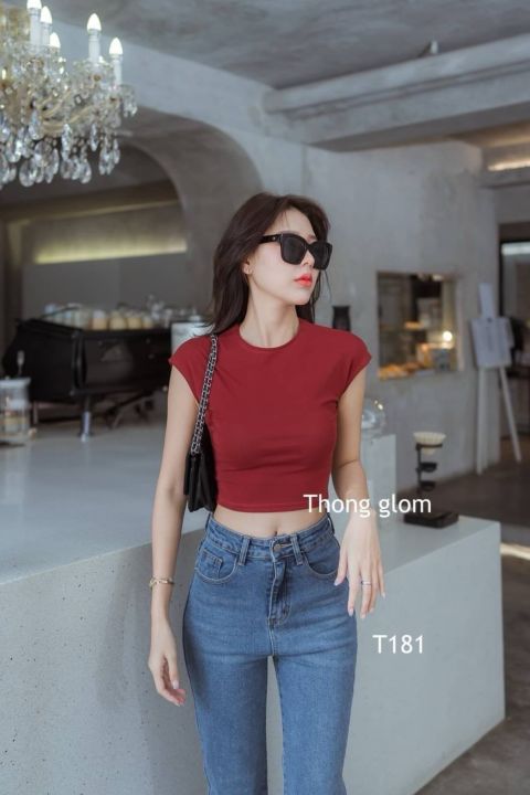 เสื้อครอป ผ้ายูนิโคล่ นิ่มมาก ทรงเก๋ๆ พร้อมส่ง หลายสี T181 | Lazada.co.th