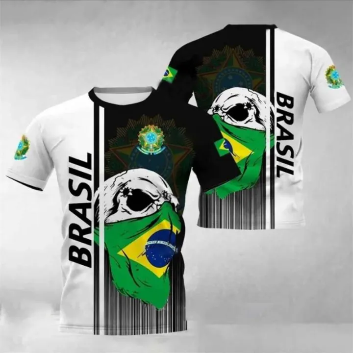 Brazil Flag Men's T-Shirt 3D Print Brazilian T Shirt Summer Oversized ...