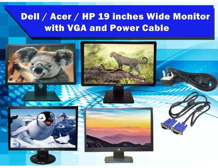Dell / Acer / HP 19 Inches LCD Wide Screen Monitor Black with free ...