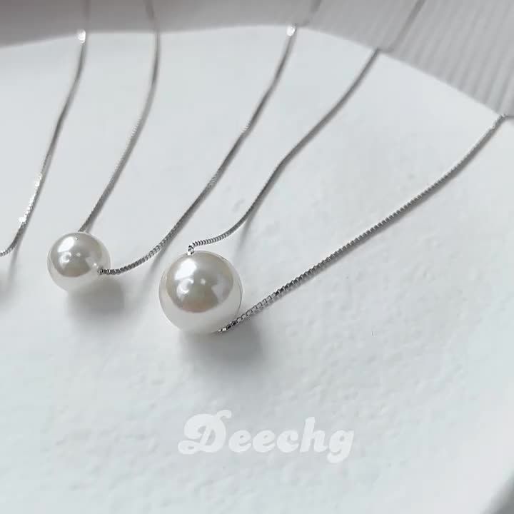 ติช s925 สร้อยคอเงินหญิงไข่มุกเทียม \ สร้อยคอจี้ไข่มุก Shijia สร้อยคอหญิงเรียบหรูสไตล์เกาหลี ...
