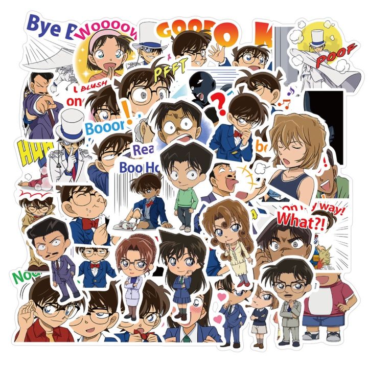 50PCS Anime Detective Conan Cartoon Stickers for Helmet Bicycle Hand ...
