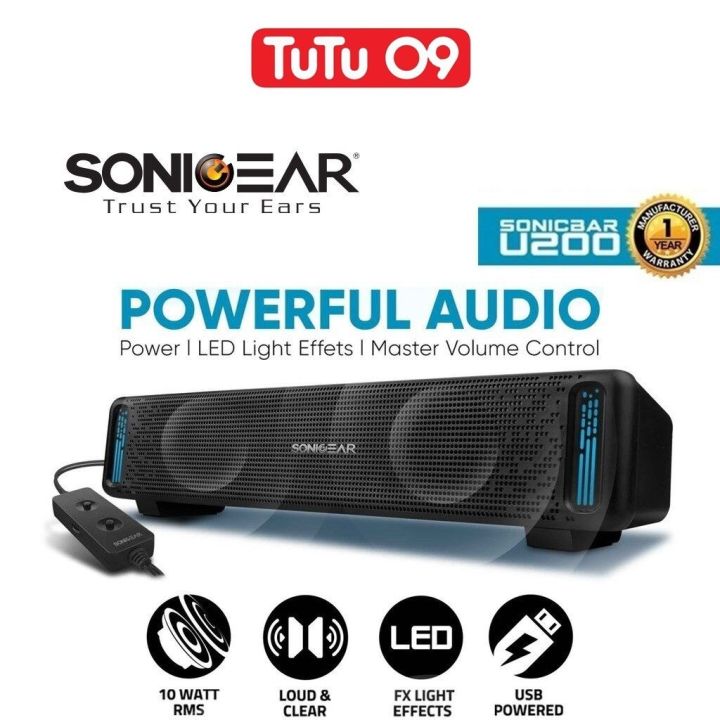 SonicGear SonicBar U200 Powerful Audio With LED Light Effects Soundbar ...
