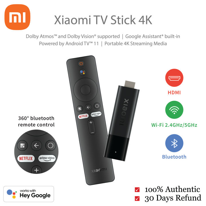 Xiaomi TV Stick 2K/4K Android TV 9.0 Smart 4K HDR TV Remote Control 5G ...