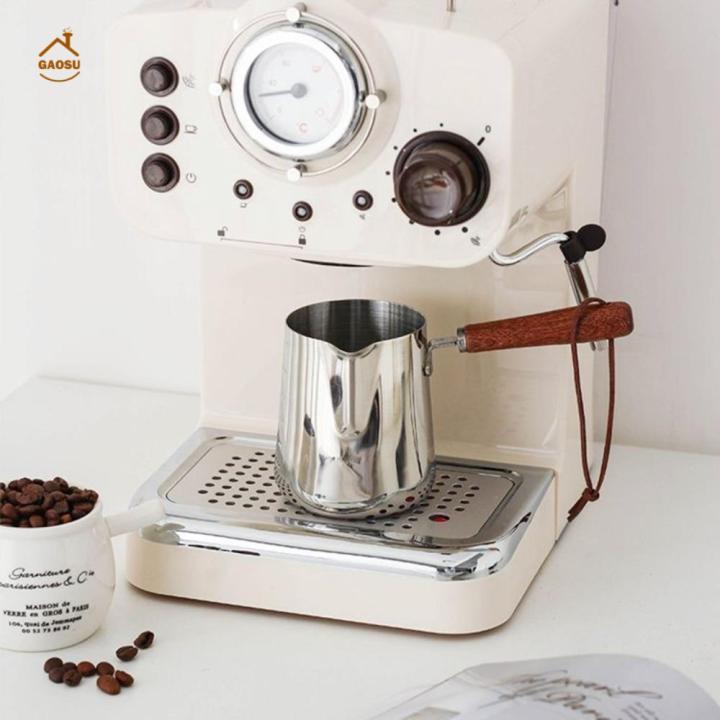 GAOSU ปรับขนาดได้ หม้อกาแฟตุรกี ที่จับทำจากไม้ หัวฉีดรูปตัววี หม้ออุ่น ...