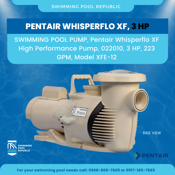 SWIMMING POOL PUMP, Pentair Whisperflo XF High Performance Pump, 022010, 3 HP, 223 GPM, Model ...