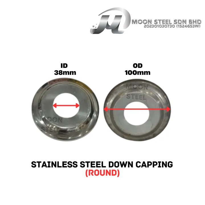 STAINLESS STEEL DOWN CAPPING (ROUND) 38MM (ID) X 100MM (OD) | Lazada