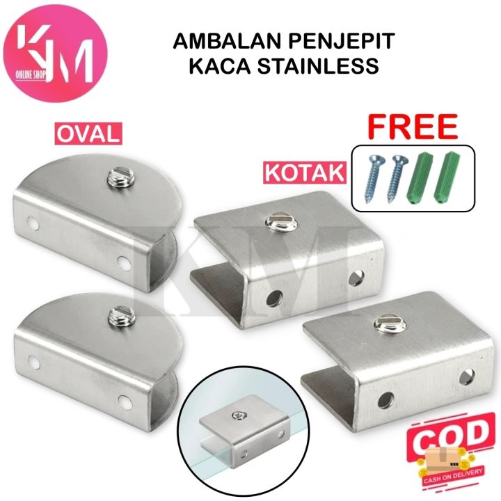 Ambalan Penjepit Kaca Oval / Kotak Stainless Tatakan Penyangga Kaca ...