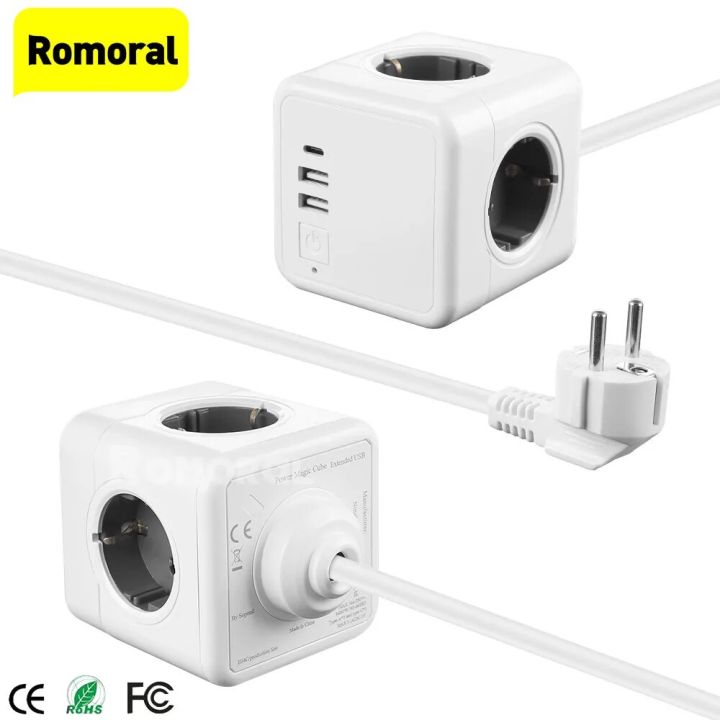 FGHG Multi socket EU USB Type-C plug wall mounted charger, multiple ...