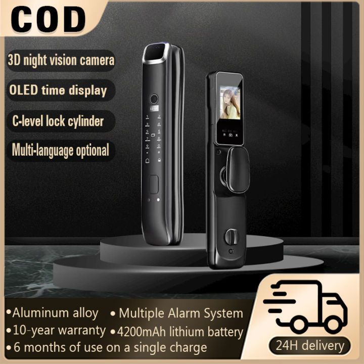 Smart door lock, fully automatic 3D face recognition, visible cat eye, home security door, smart ...