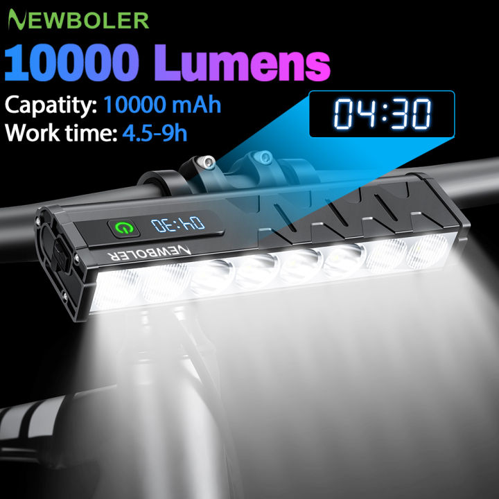 Newboler 10000 Lumens Bike Headlight paparan Digital aluminium Shell ...