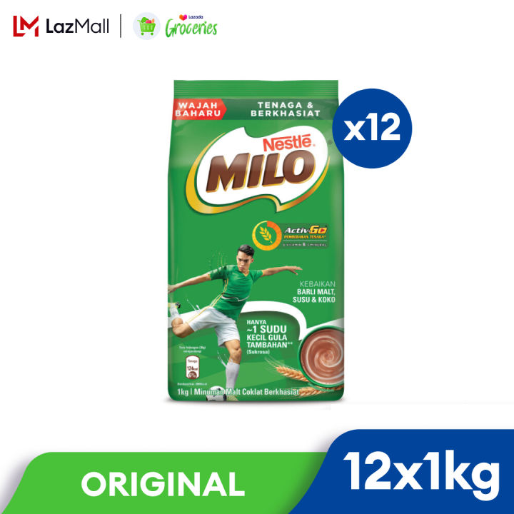 [CARTON] NESTLÉ MILO® CHOCOLATE MALT POWDER Soft Pack 1kg x 12 | Lazada