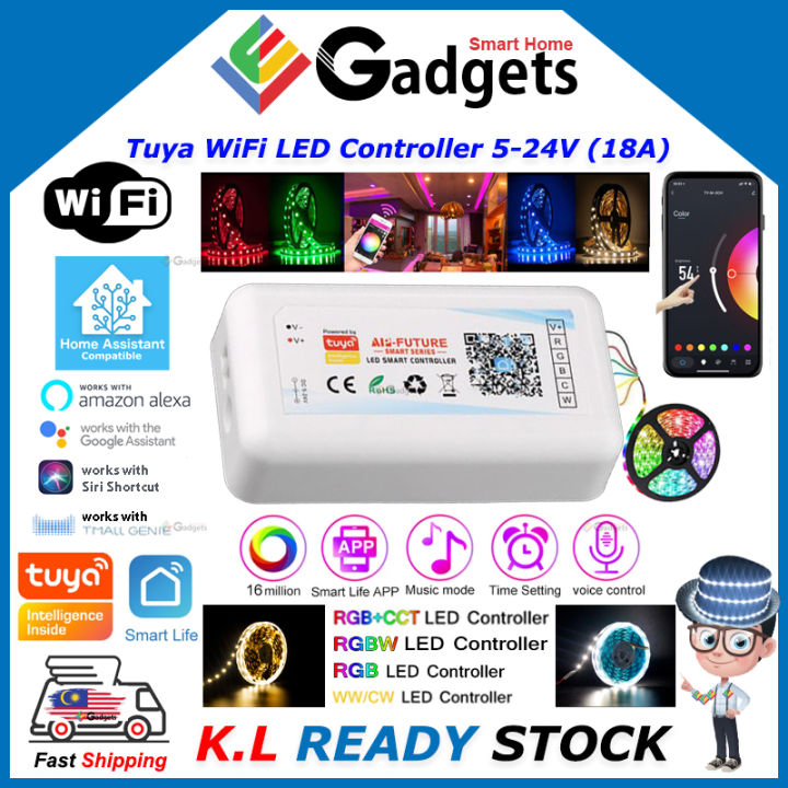 Tuya WiFi LED Controller 5-24V 18A Dimmable RGBW WW/CW RGB + CCT Led ...