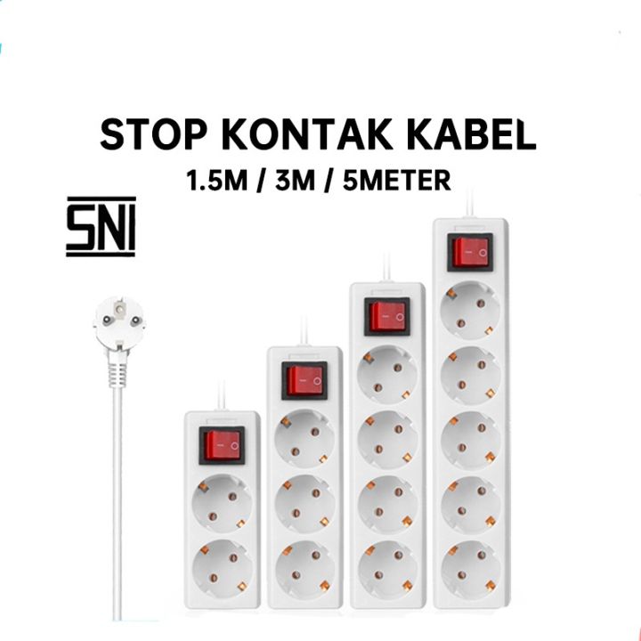 Stop Kontak Listrik On Off Colokan 2 3 4 5 Lubang 1,5 / 3 / 5 Meter ...