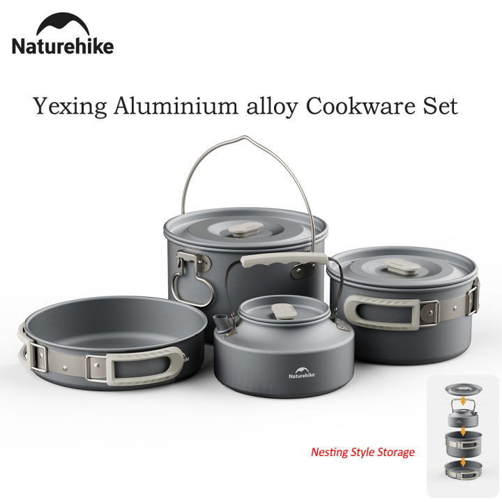 Naturehike Camping Aluminum Alloy Pot Teapot Frying Pan Nesting Style ...