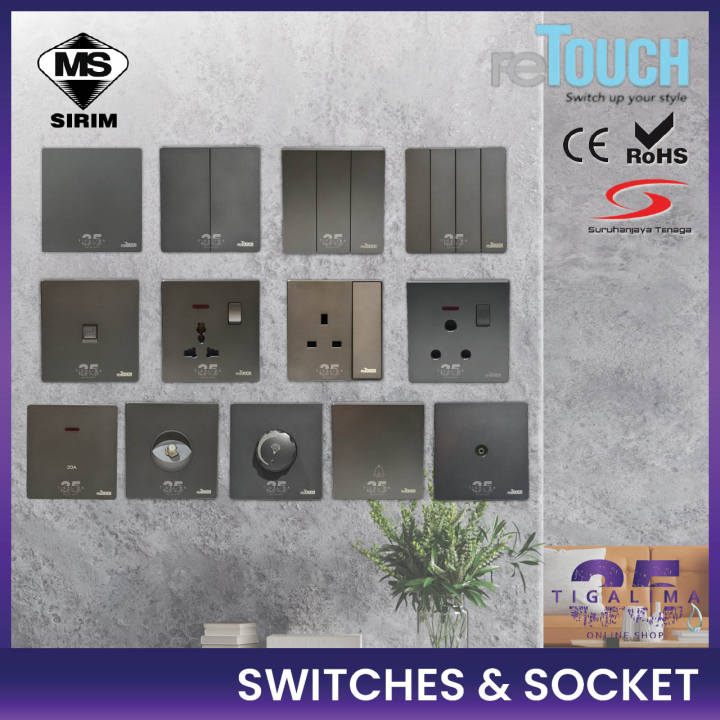 [SIRIM] RETOUCH ULTRA RIMLESS 16A Wall Switches & Socket Multiple GANG ...