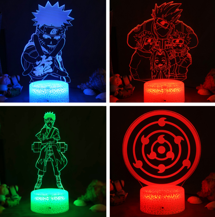 clu Naruto Night Light Anime 3D Lamp Remote LED Charging USB Rainbow ...