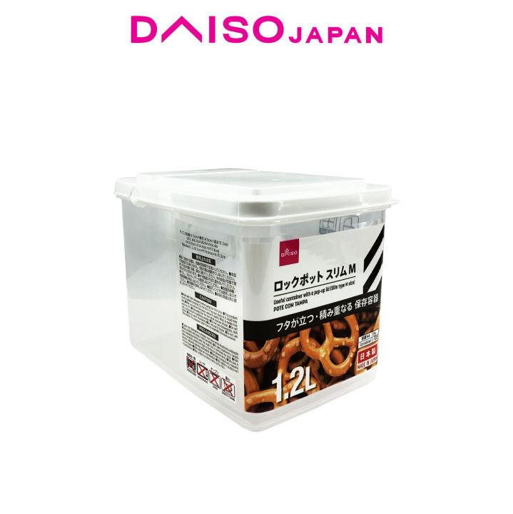 Daiso Medium Slim Food Container with Pop-up Lid (1.2L) | Lazada PH