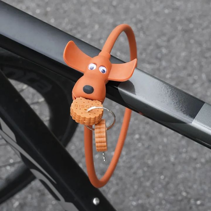 Anti-theft Cute Dog Bike Cable Lock Portable Road Bicycle Wheel Lock ...
