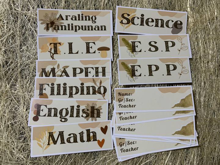 BROWN AESTHETIC SUBJECT AND NAME STICKER SET | Lazada PH