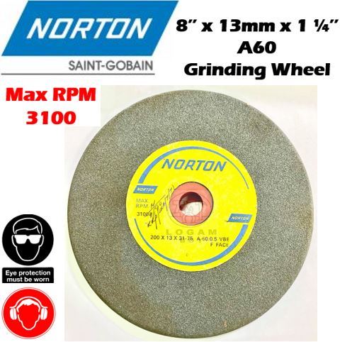 NORTON GRINDING WHEEL 8'' X 13MM X 1 1/4'' A60 ABRASIVES WHEEL STONE ...