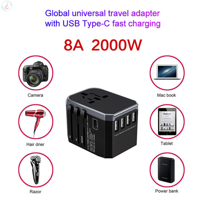 Global Universal Adapter Plug with 4 USB Plug Adaptor Travel Conversion ...