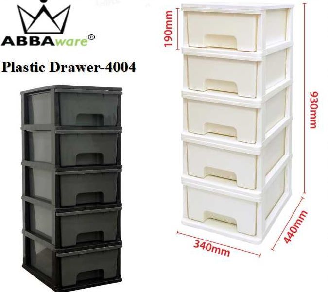 5 Tier Plastic Drawer Storage Cabinets - ABBAWARE-4004 Plastic Drawer ...