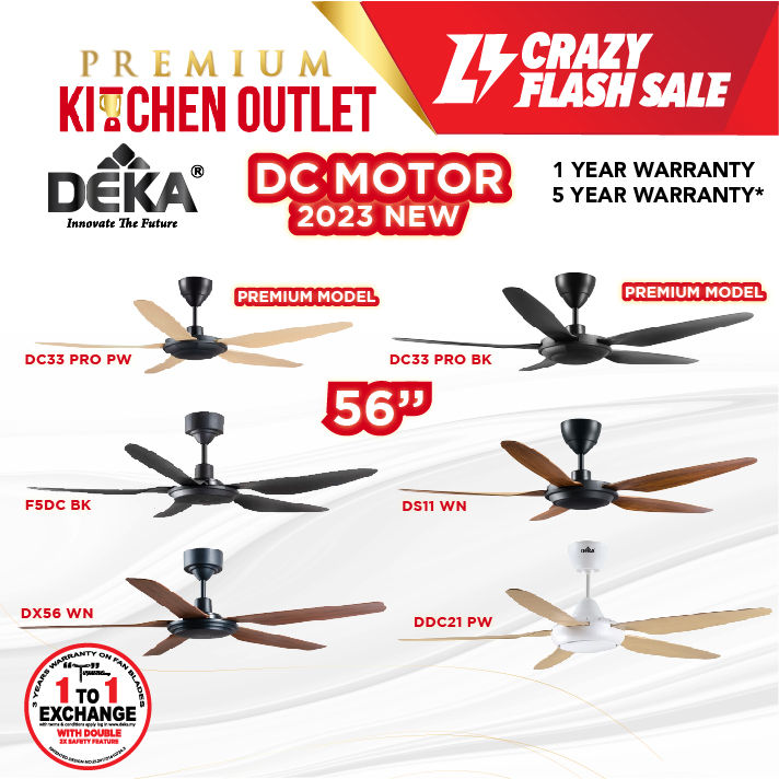 Deka 56" DC Motor 5 Blades 14 Speeds Ceiling Fan DC33 PRO BK / PW ...
