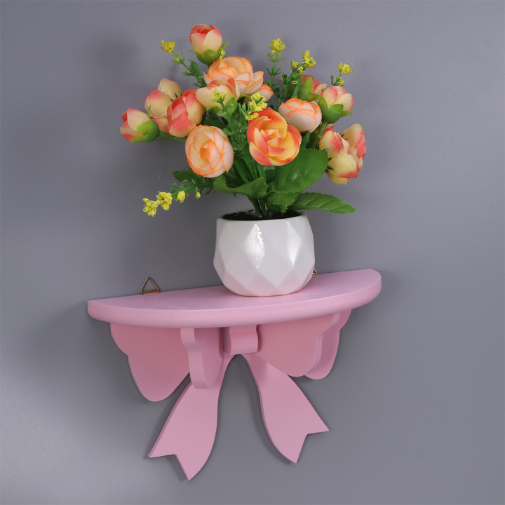 VFUJR Zerodeko Wood Wall Shelves Bow Shaped Blue Wooden Floating Shelf ...