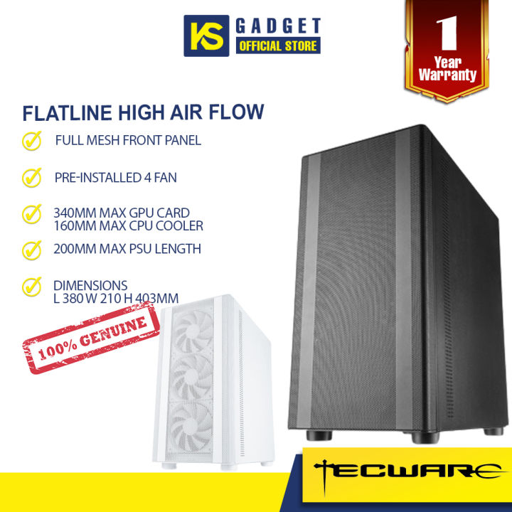 Tecware Flatline TG MATX GAMING CASE BLACK / WHITE COLOUR | Lazada