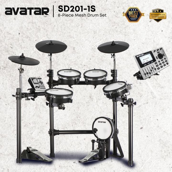 Avatar SD201-1S Professional Dual Triggering 8-Piece Mesh Kit Electric ...