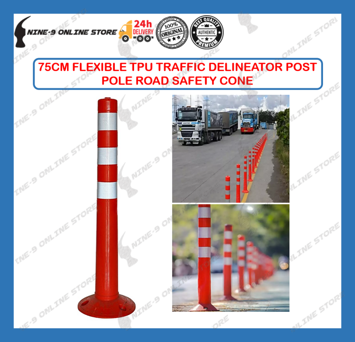 75CM FLEXIBLE TPU TRAFFIC DELINEATOR POST POLE ROAD SAFETY CONE | Lazada