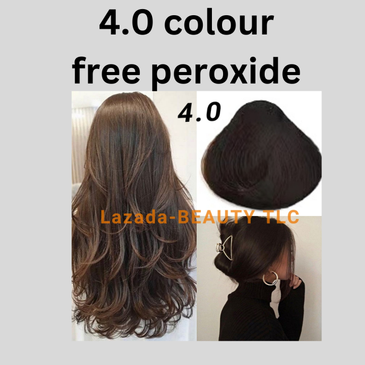 🔥READY STOK+free peroxide 100ml🔥 4.0(44/0)DARK BROWN Hair Dye Color ...