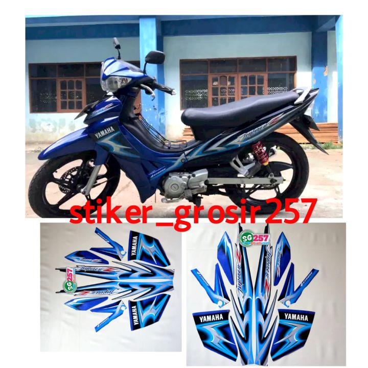 STIKER STRIPING & LIS BODY JUPITER Z BURHAN 2006 2007 BIRU HITAM ...