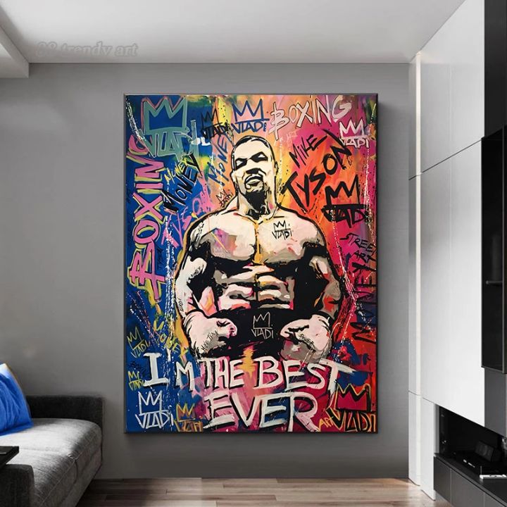 Boxing Champion Graffiti Posters Boxer Mike Tyson Pop Art Canvas ...