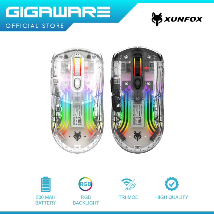 Gigaware Xunfox XYH20 RGB Wireless Wired Bluetooth 2.4G Tri-Mode Gaming ...