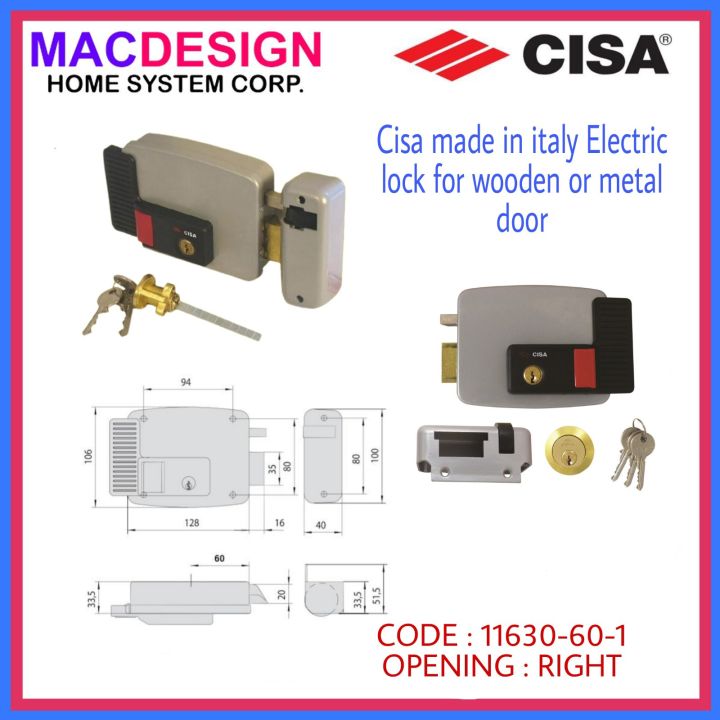 CISA 11630-60-1 ELECTRIC LOCK FOR WOODEN/METAL DOOR SWING IN TO THE ...