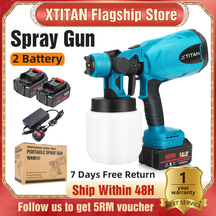 【XTITAN 2Flagship Store】2Battery Cordless Electric Paint Spray Gun ...