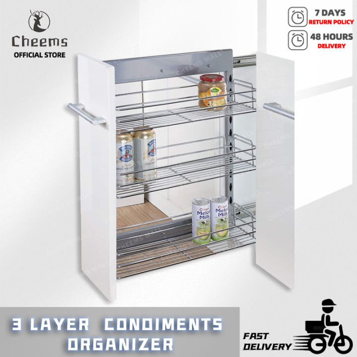 3 Layer Pull out condiments organizer spice rack Organizer 304 ...