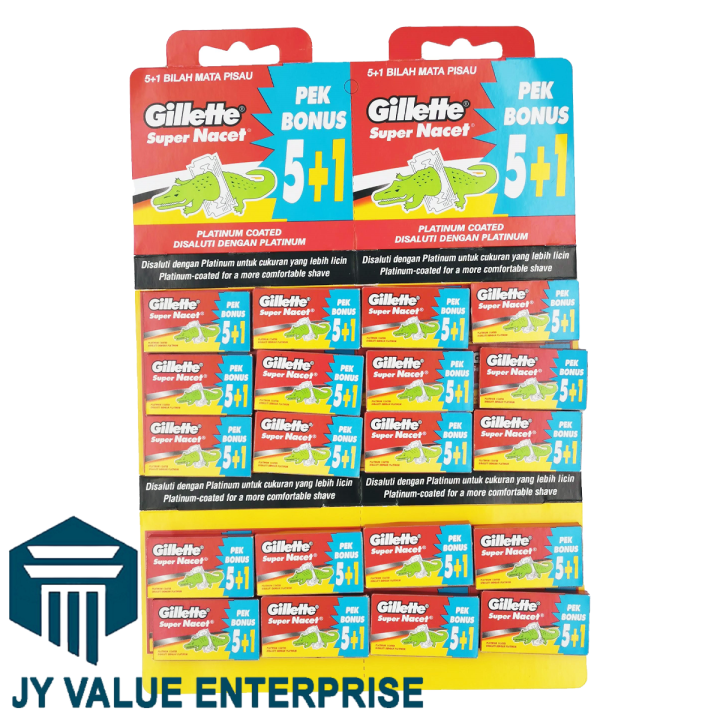 Gillette Super Nacet Razor Blades 5+1 20 Small Box / 1 Card Platinum ...