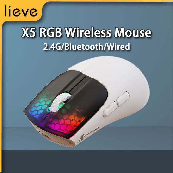X5 RGB Wireless Mouse Backlit Ultralight 2.4G+BT Recharged Mouse For ...