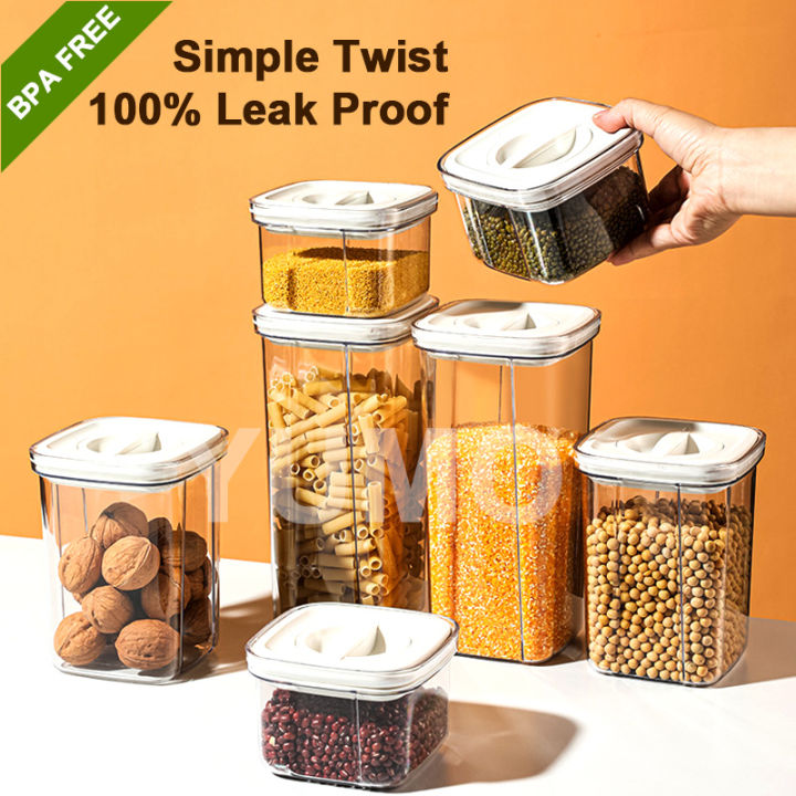 Smart Seal Airtight Kitchen Pantry Canister/Organizer Clear Plastic ...