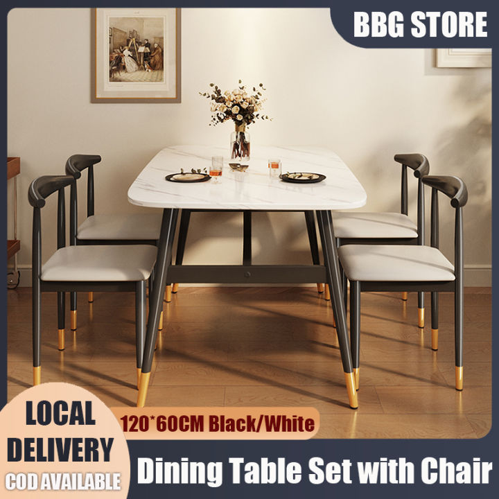BBG Solid Wood Dining Table Set with Chair 120*60CM Modern Simple ...