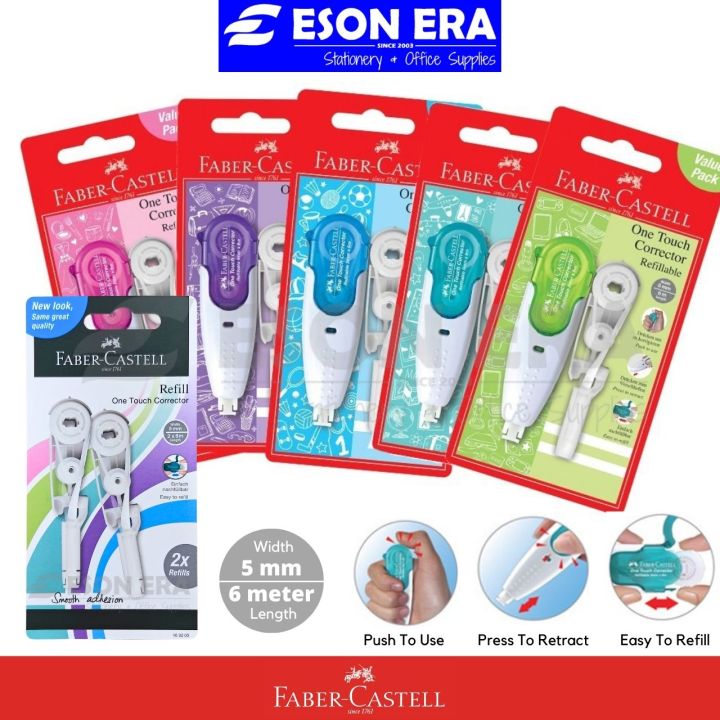 Faber-Castell One Touch Correction Tape Refillable+Refill (Value Pack ...