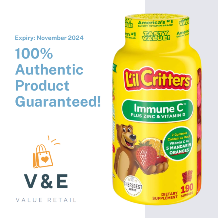 L'il Critters Immune C Plus Zinc & Vitamin D, 190 Gummies (NOVEMBER ...