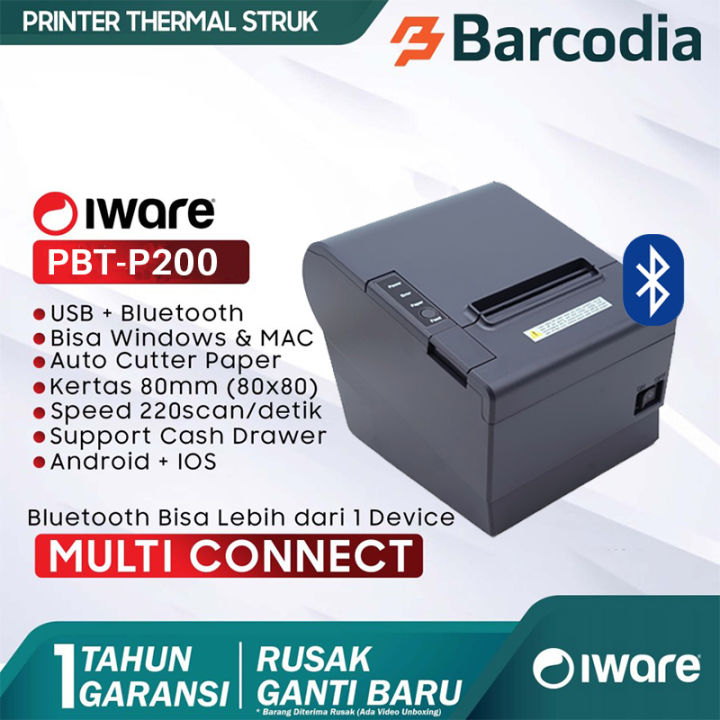 PRINTER BLUETOOTH 80MM IWARE PBT-P200 BT PRINTER THERMAL BLUETOOTH ...