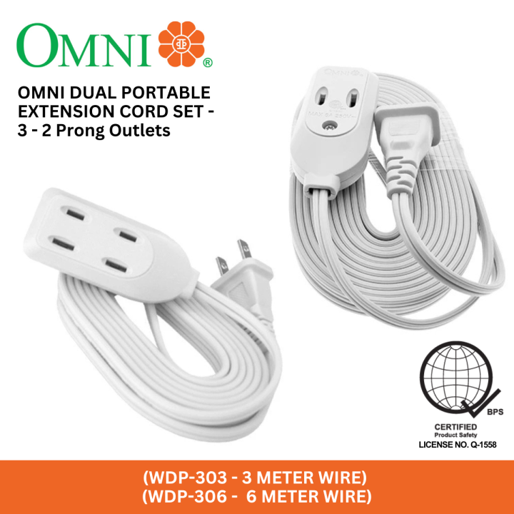Omni Durable 3 Outlet Dual Plug Extension Cord Set With 3 6m Wire Wdp 303 Wdp 306 Pk Lazada Ph