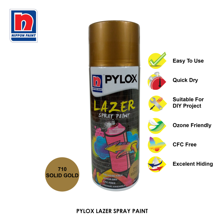Pylox Lazer Spray Paint Metallic Solid Gold PLZ710 400cc | Lazada PH