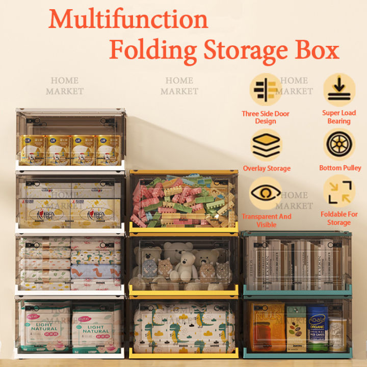 Storage box Folding Plastic box Stackable Organizer with Handle ...