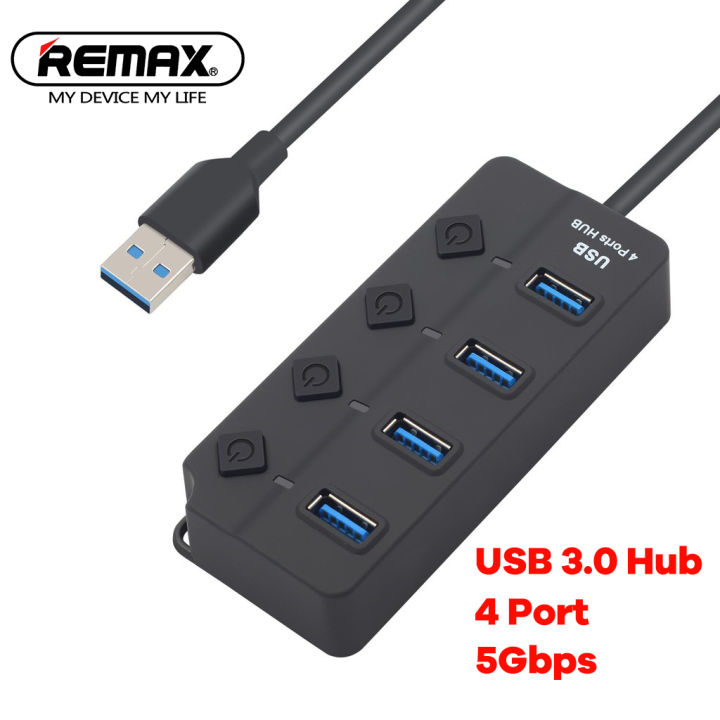 Remax 4 Port USB 3.0 Hub Splitter High Speed Multiport Slim USB Adapter ...
